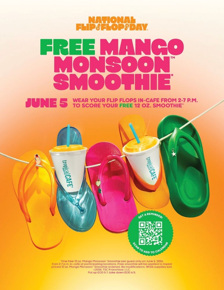 Free Mango Monsoon Smoothie on Flip Flop Day